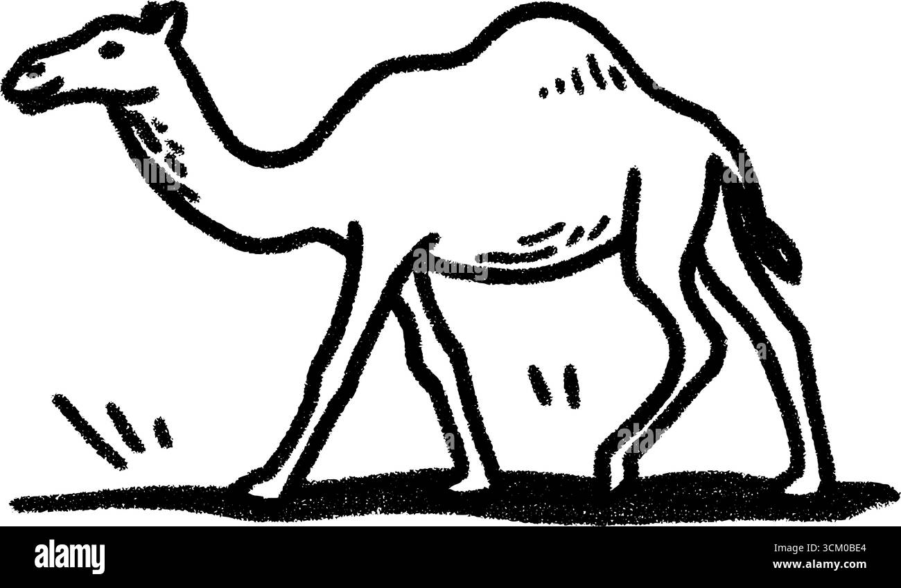 Camel sketch with long legs and hump - artistic animal drawing for ...
