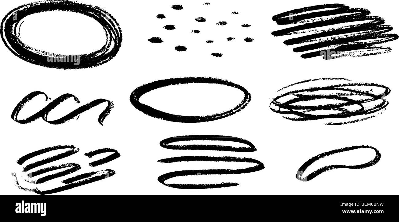Abstract sketches of chunky ovals, dotted arcs, and textured lines for ...