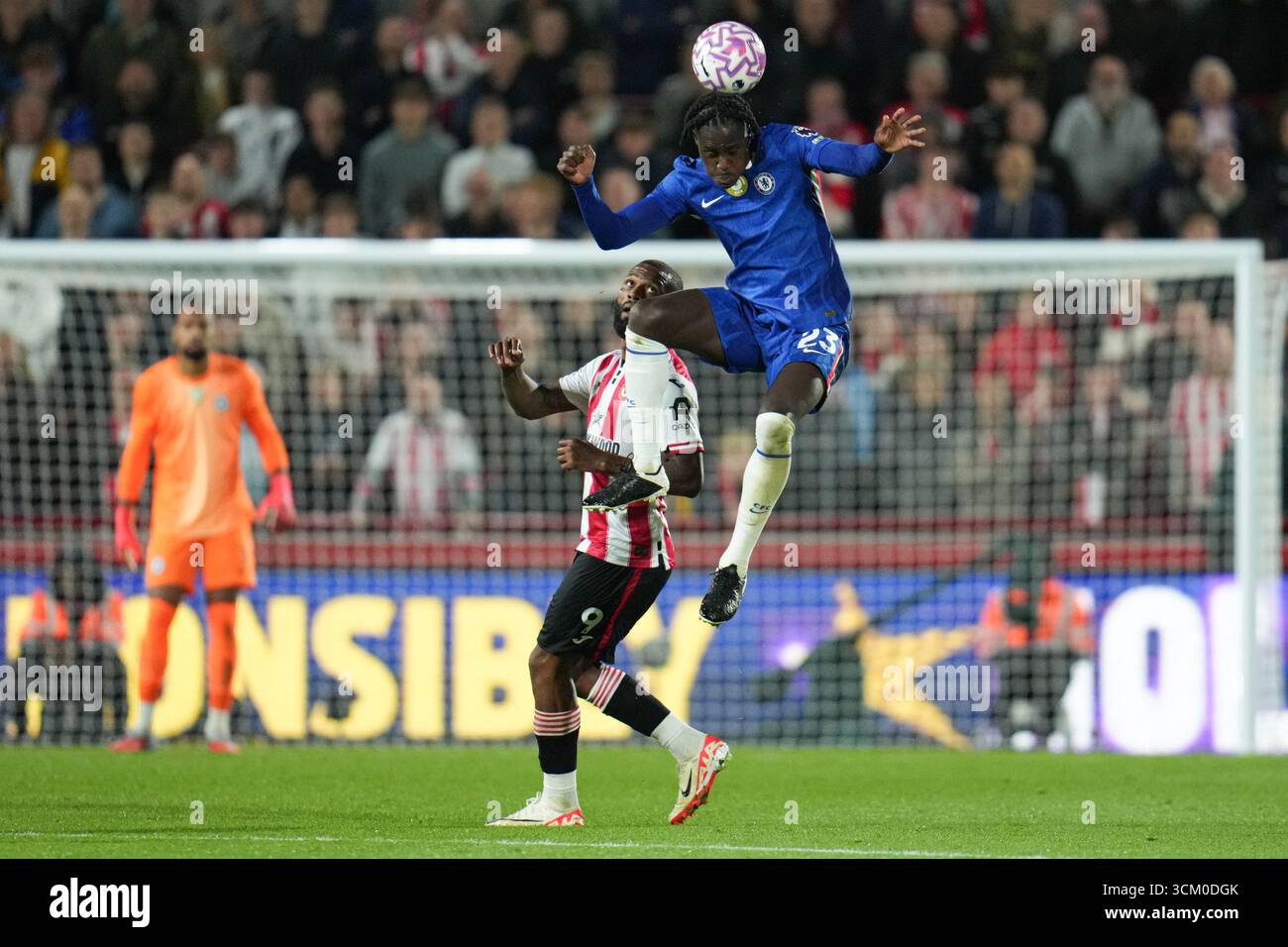 Trevoh Chalobah of Chelsea wins header during the Premier League match ...