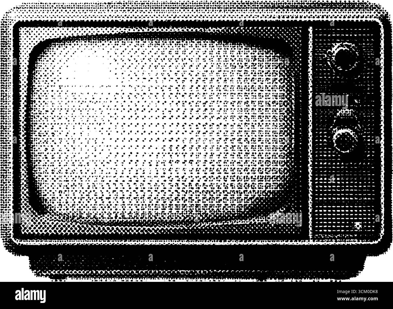 Vintage analog television with knobs, halftone dots collage for retro ...