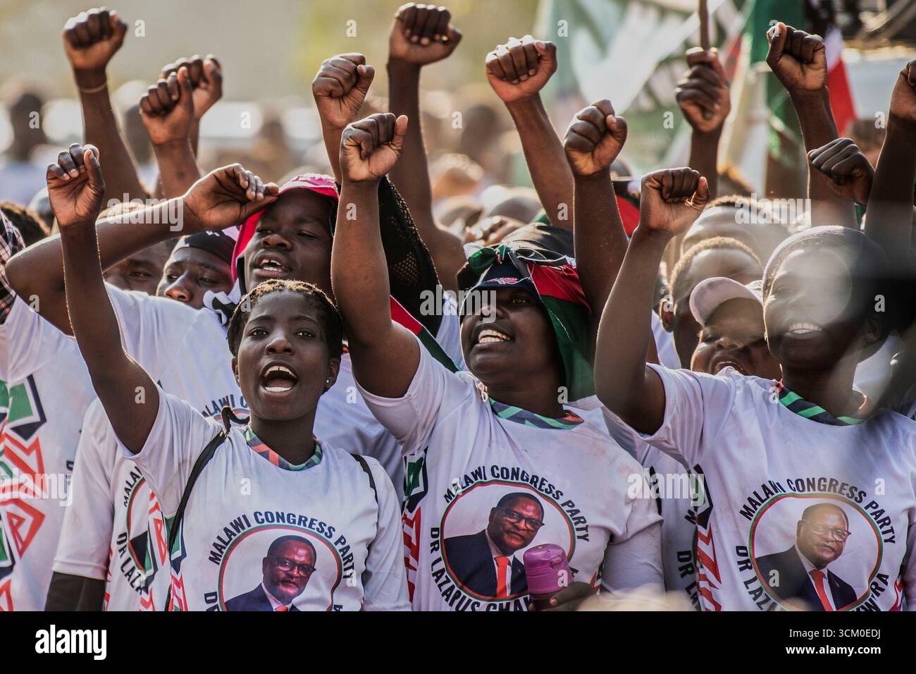 Malawi Congress Party (MCP) supporters cheer at a campaign rally in ...
