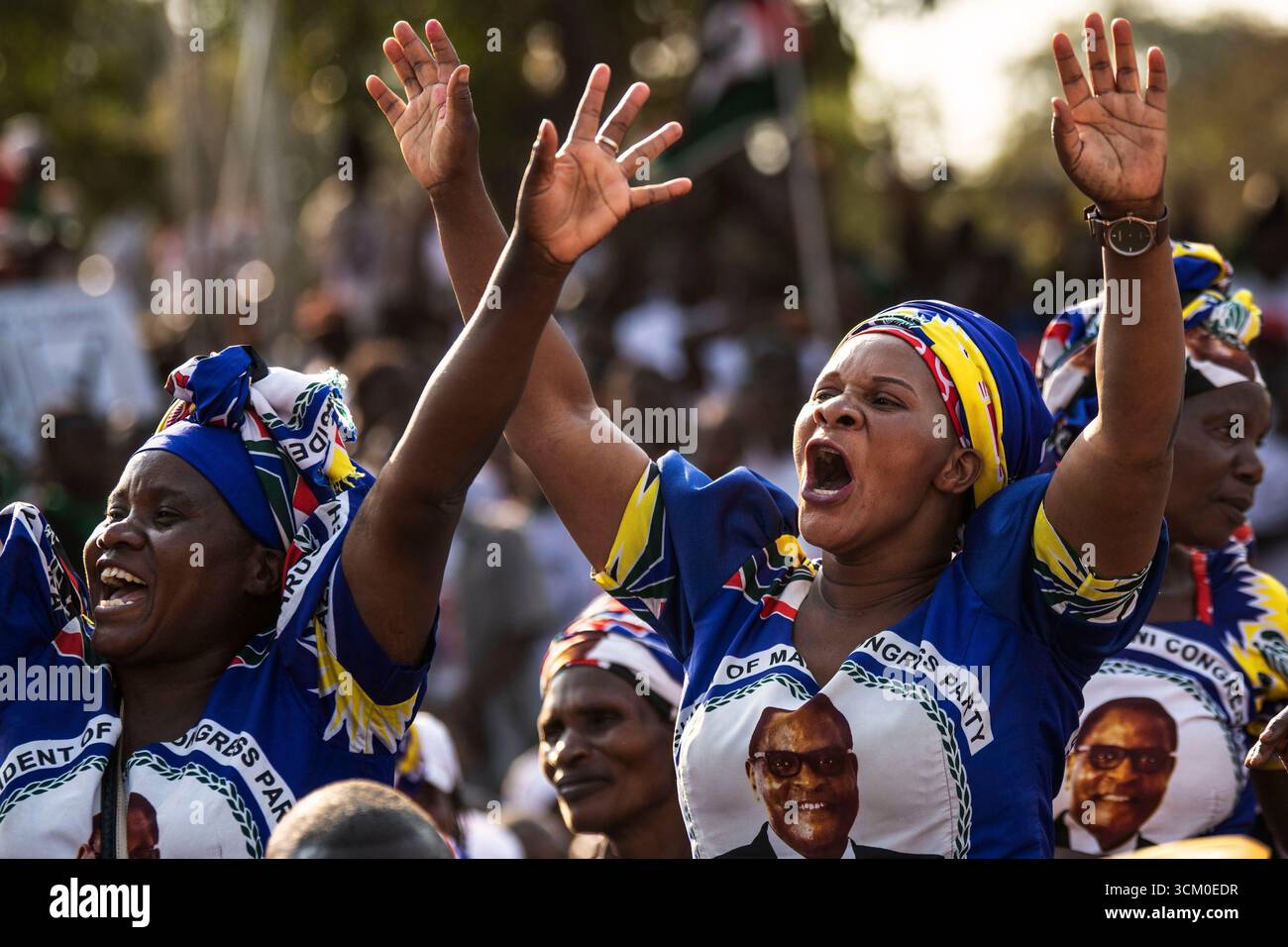 Malawi Congress Party (MCP) supporters cheer at a campaign rally in ...