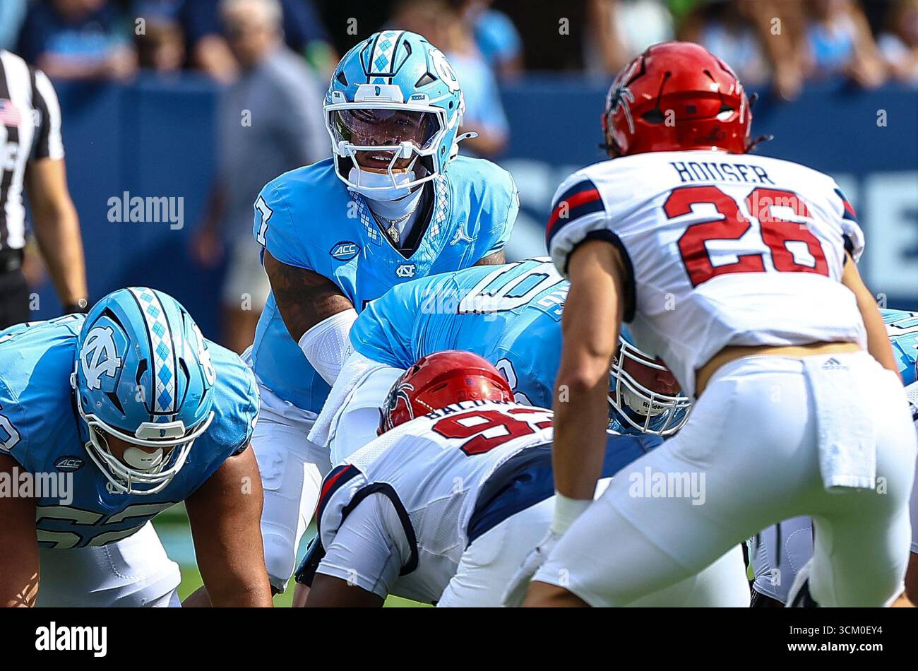 September 13, 2025: North Carolina quarterback Gio Lopez (7) looks to ...