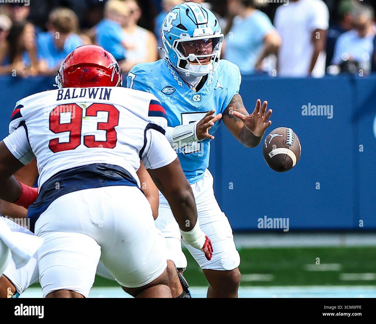 September 13, 2025: North Carolina quarterback Gio Lopez (7) takes snap ...