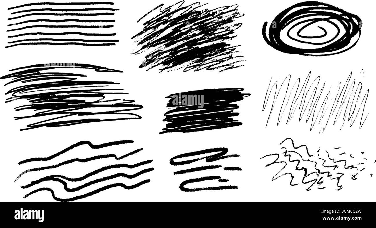 Abstract chunky mesh and layered pixel band sketch with varied textures ...