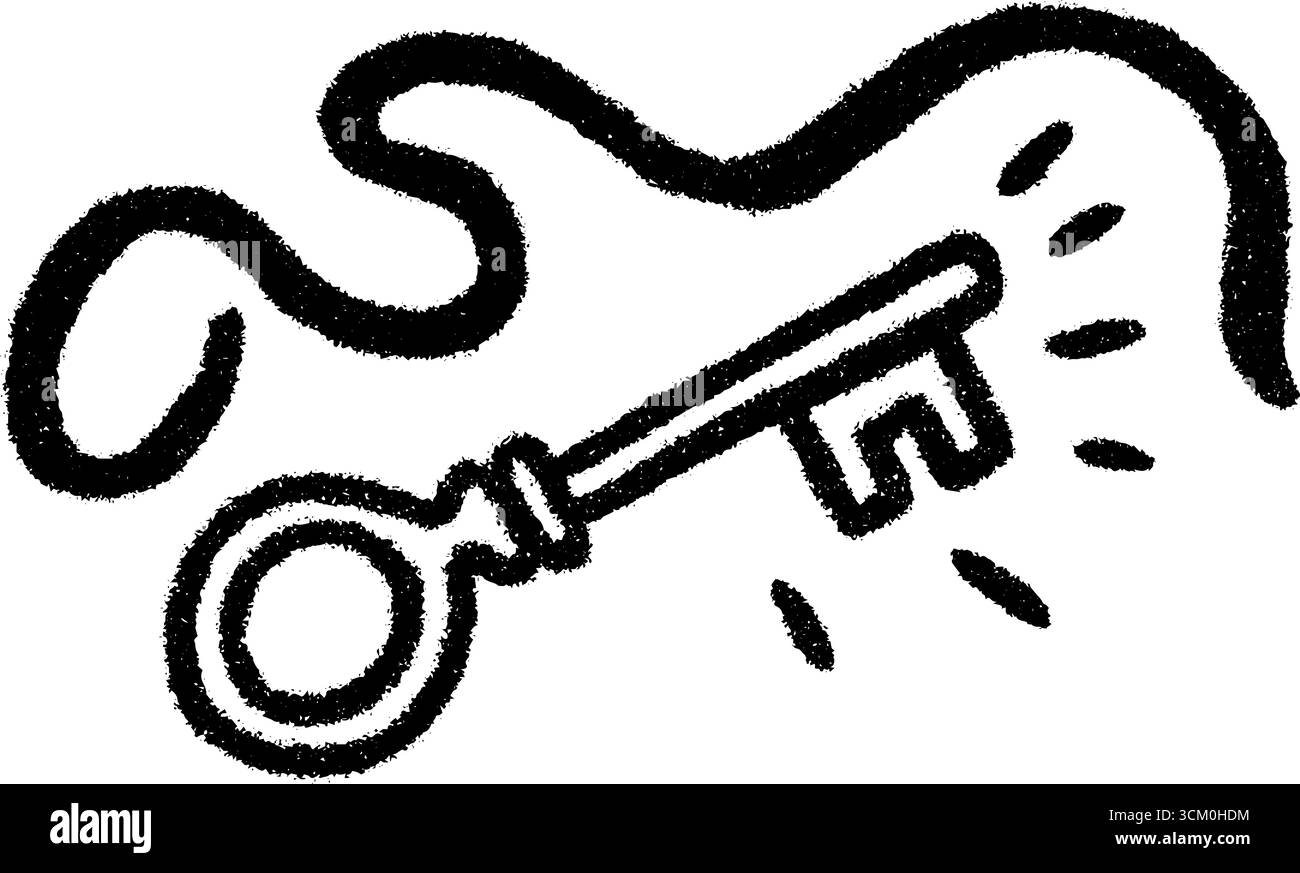Vintage key sketch on chalkboard background with fluid lines Stock ...