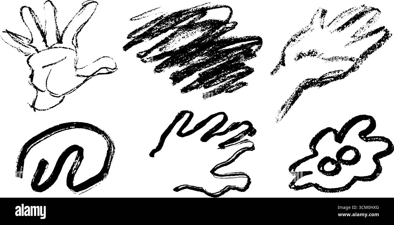 Creative sketch of relaxed hand and finger gun with unique doodles in ...