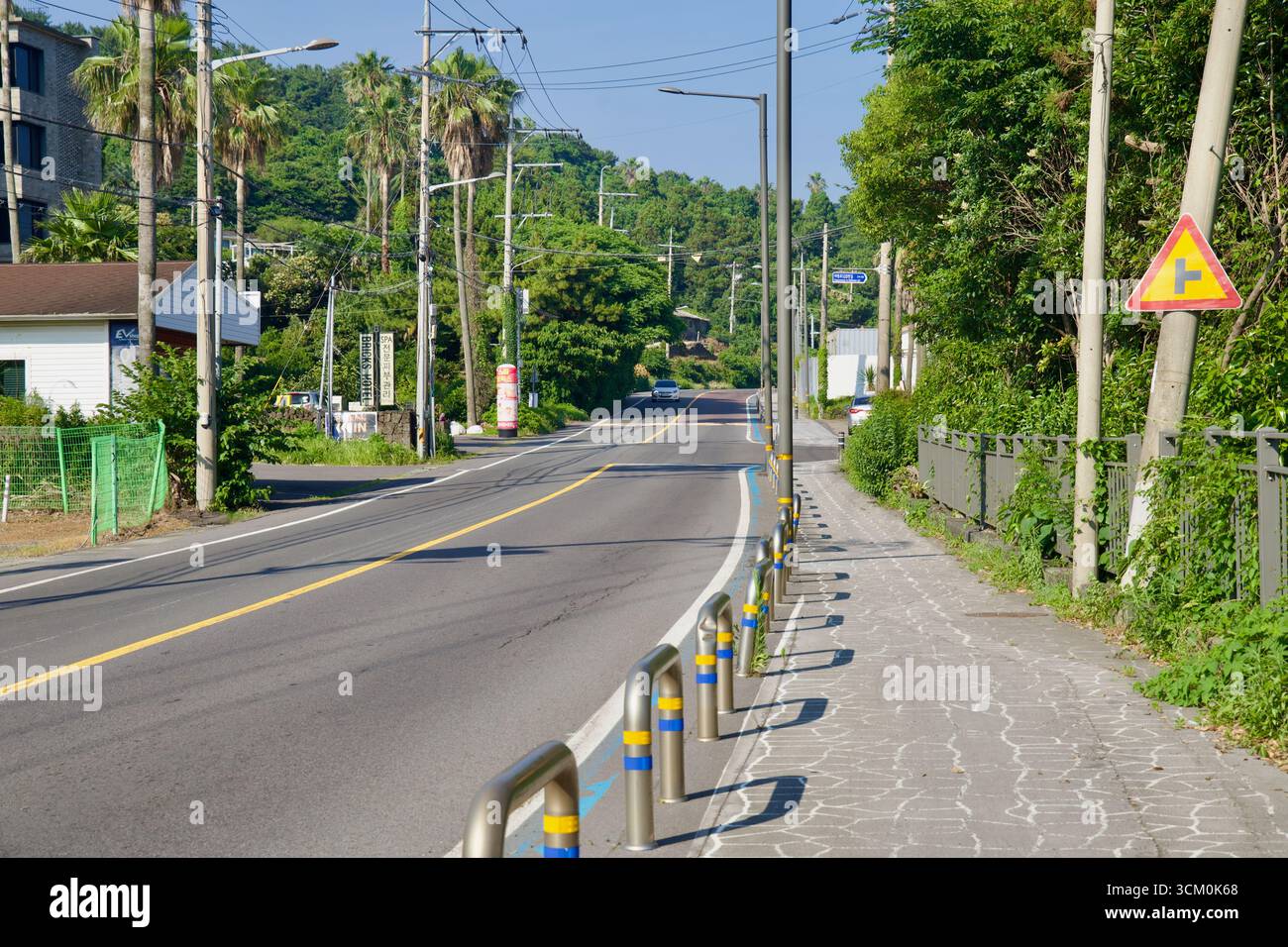 A paved pathway leads through lush greenery near Sammaebong, part of a ...