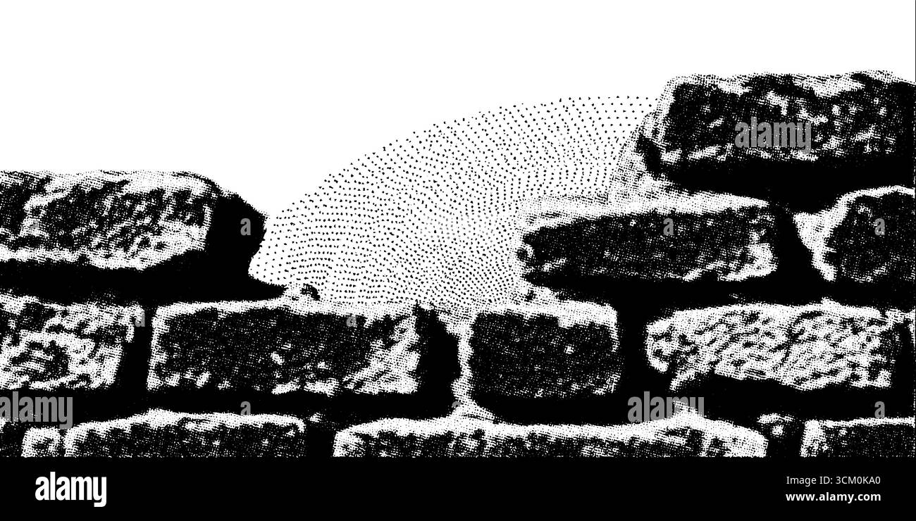 Vintage tudor timbered wall with halftone dot pattern for retro design ...