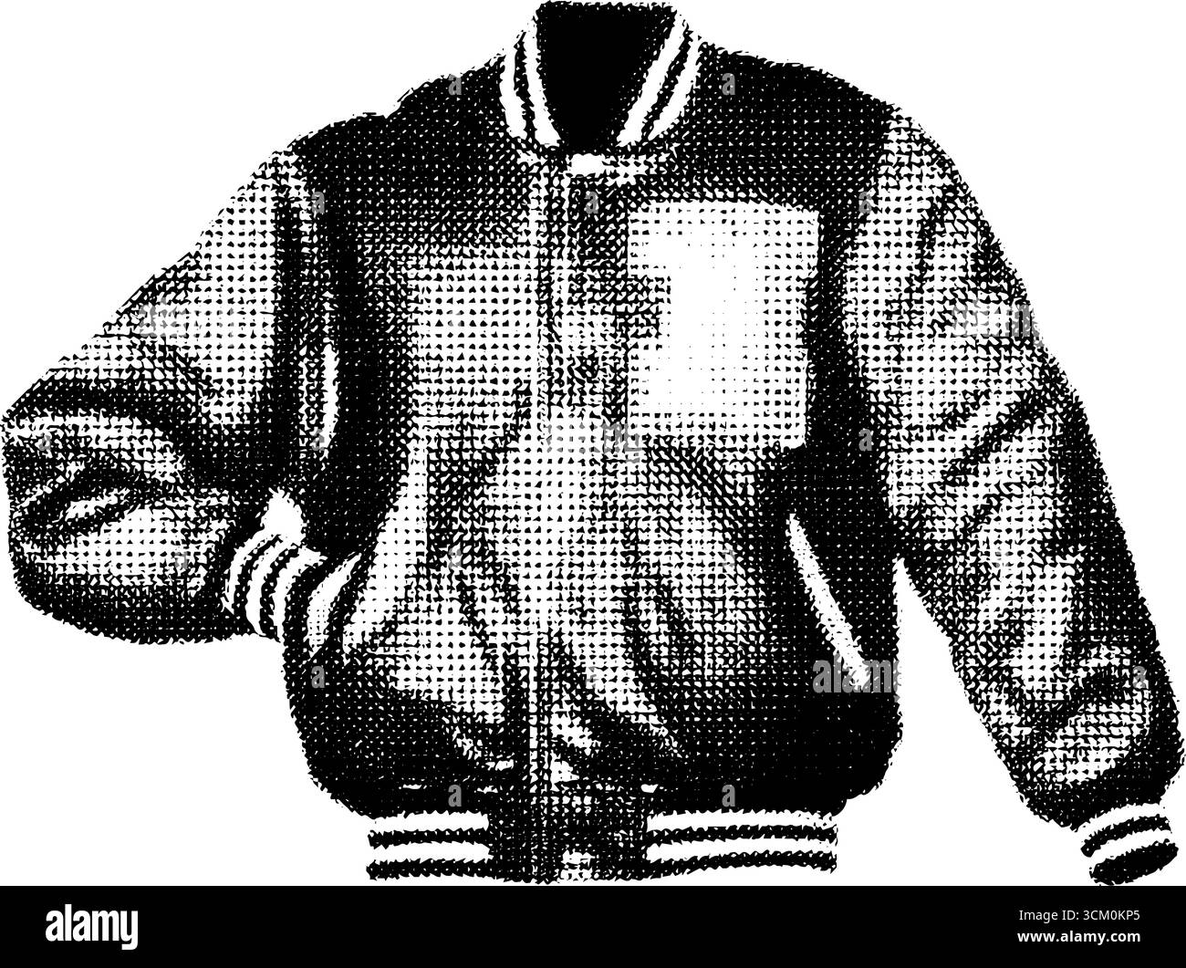 Vintage letterman jacket with halftone dots in retro style for fashion ...