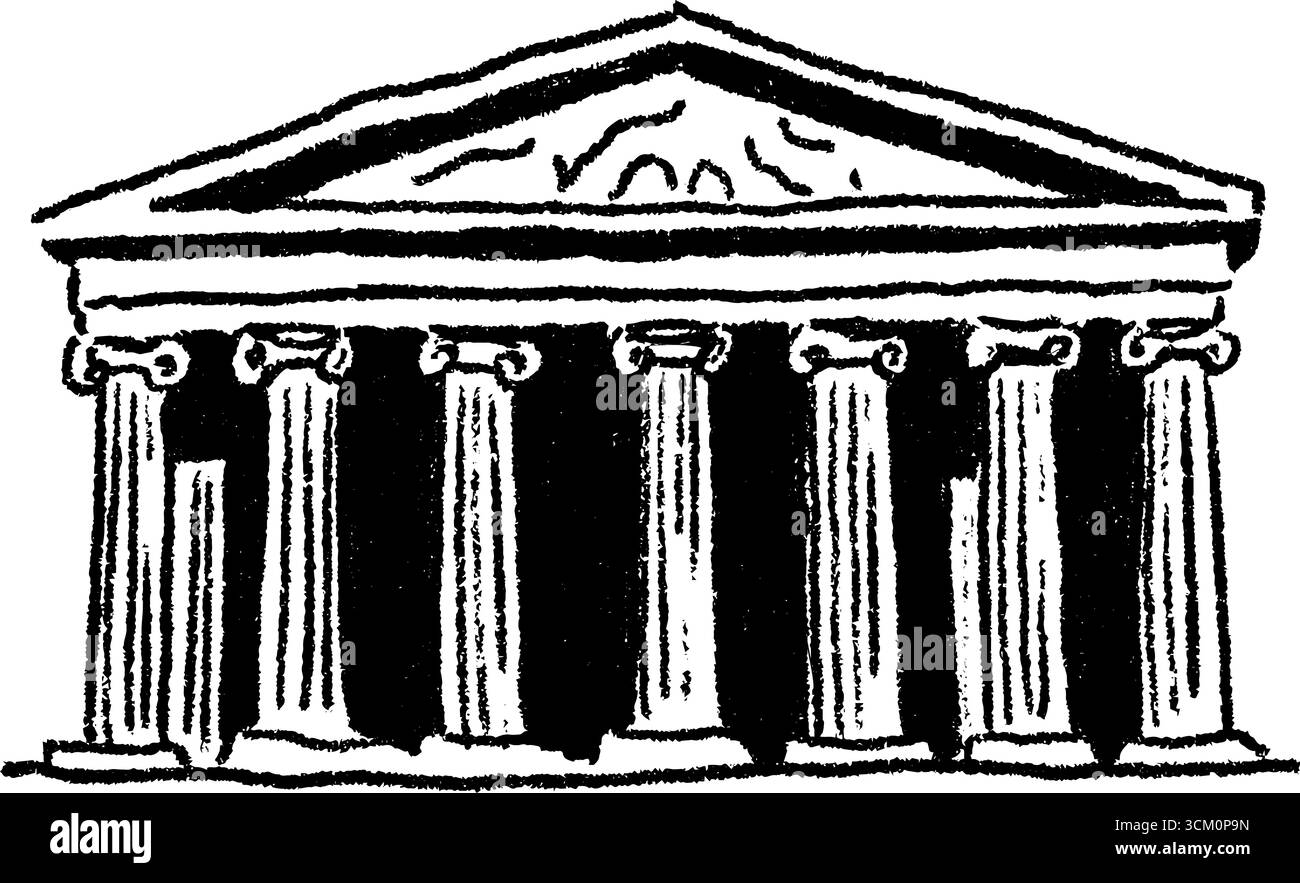 Classical architecture sketch with column border for artistic design ...