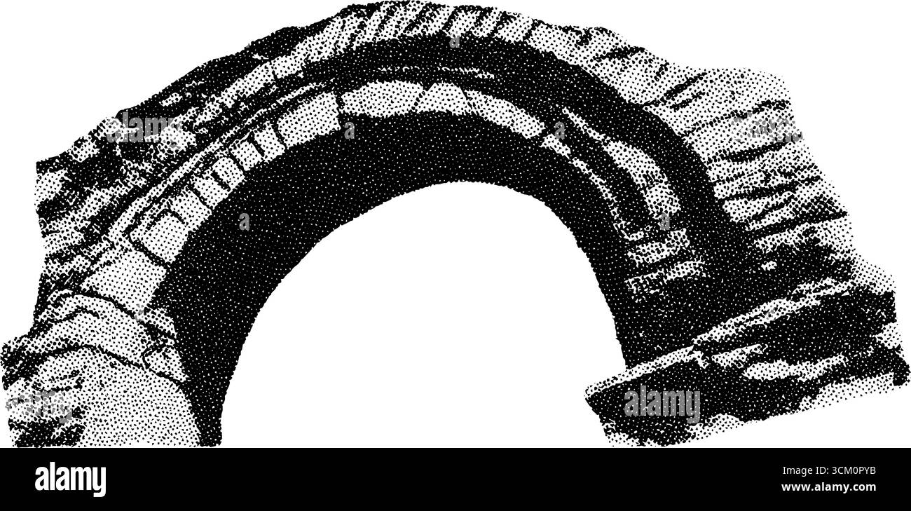 Vintage roman aqueduct section art with halftone texture for wall decor ...
