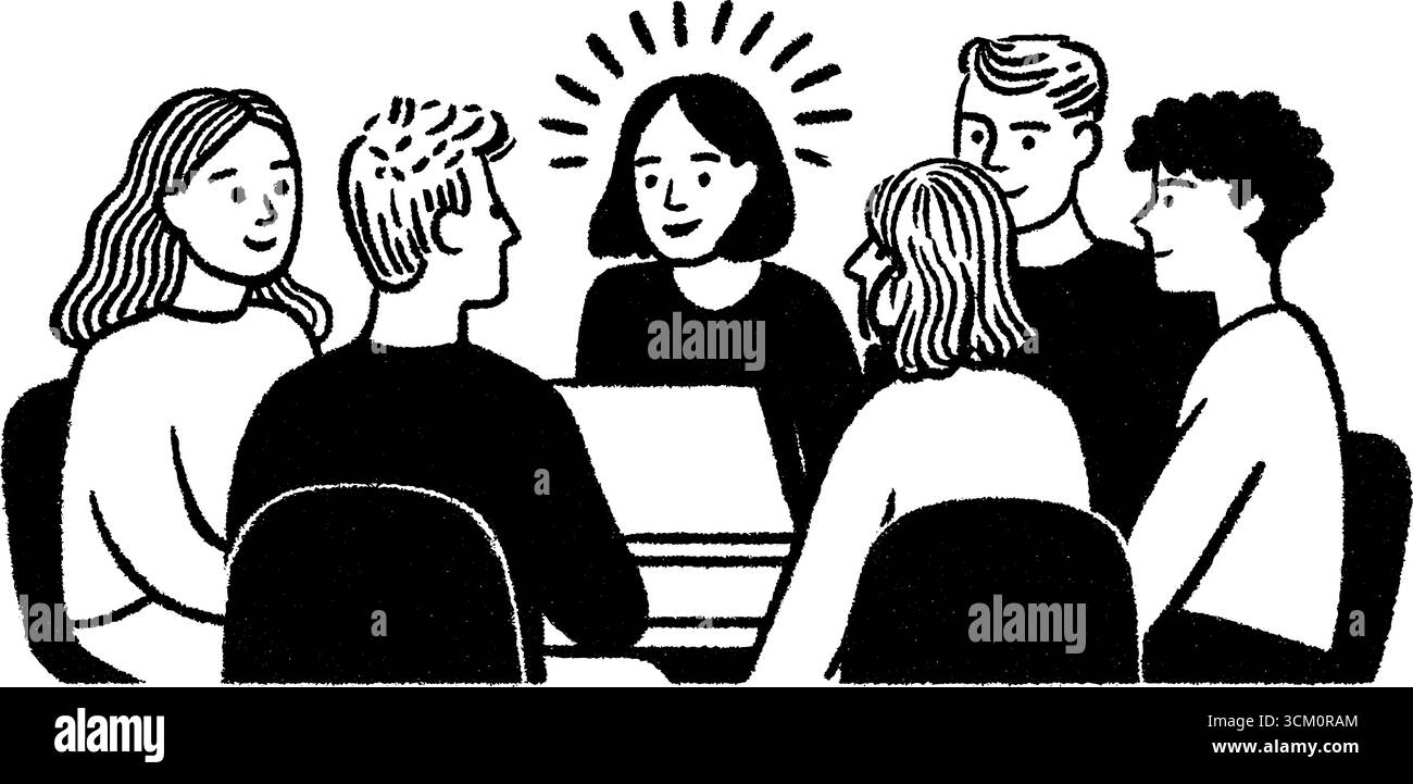 Remote worker joining virtual team in collaborative sketch art Stock ...