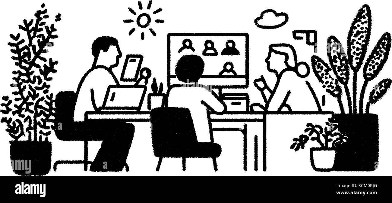 Hybrid work environment Black and White Stock Photos & Images - Alamy