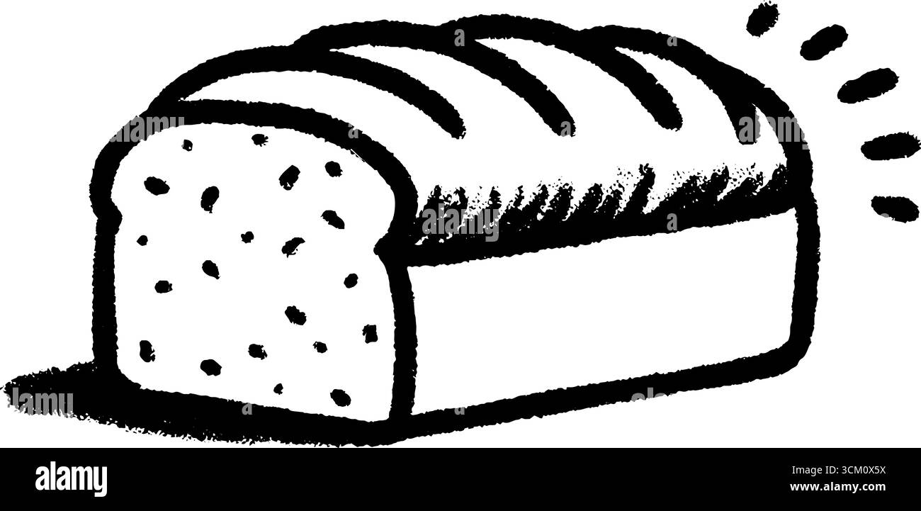 Rustic bread slice sketch with crumbs - hand drawn design for culinary ...