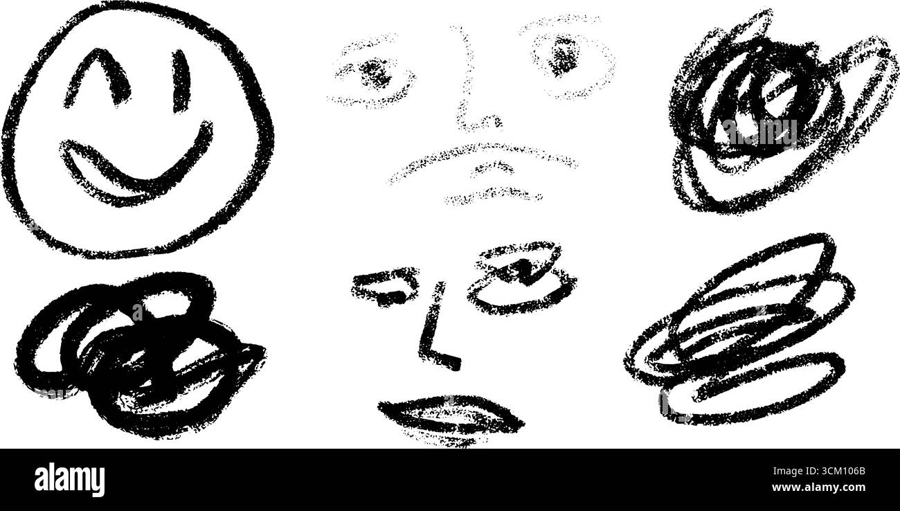 Hand drawn crayon faces Cut Out Stock Images & Pictures - Alamy