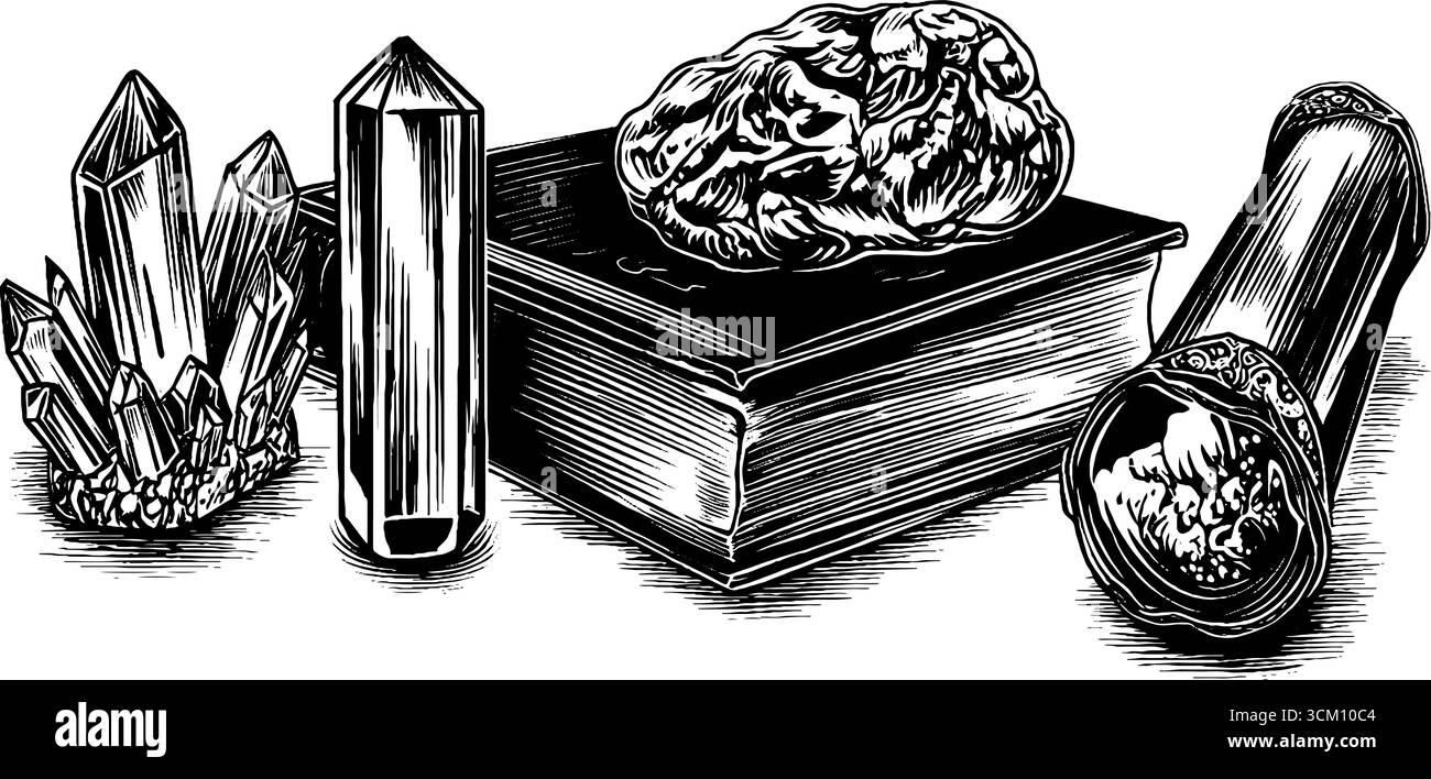 Alchemical symbols and philosopher’s stone: vintage hand drawn ...