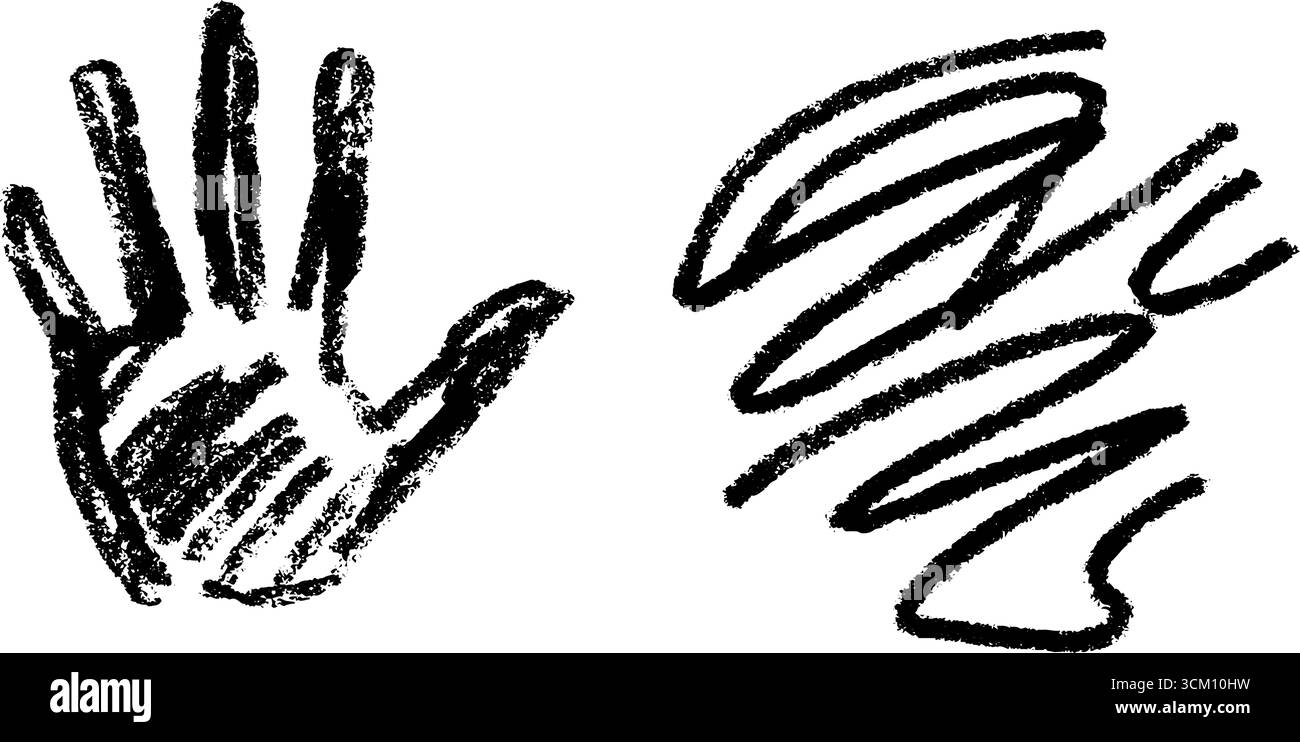 Expressive sketch of tiny hand sign and gripping gesture artwork Stock ...