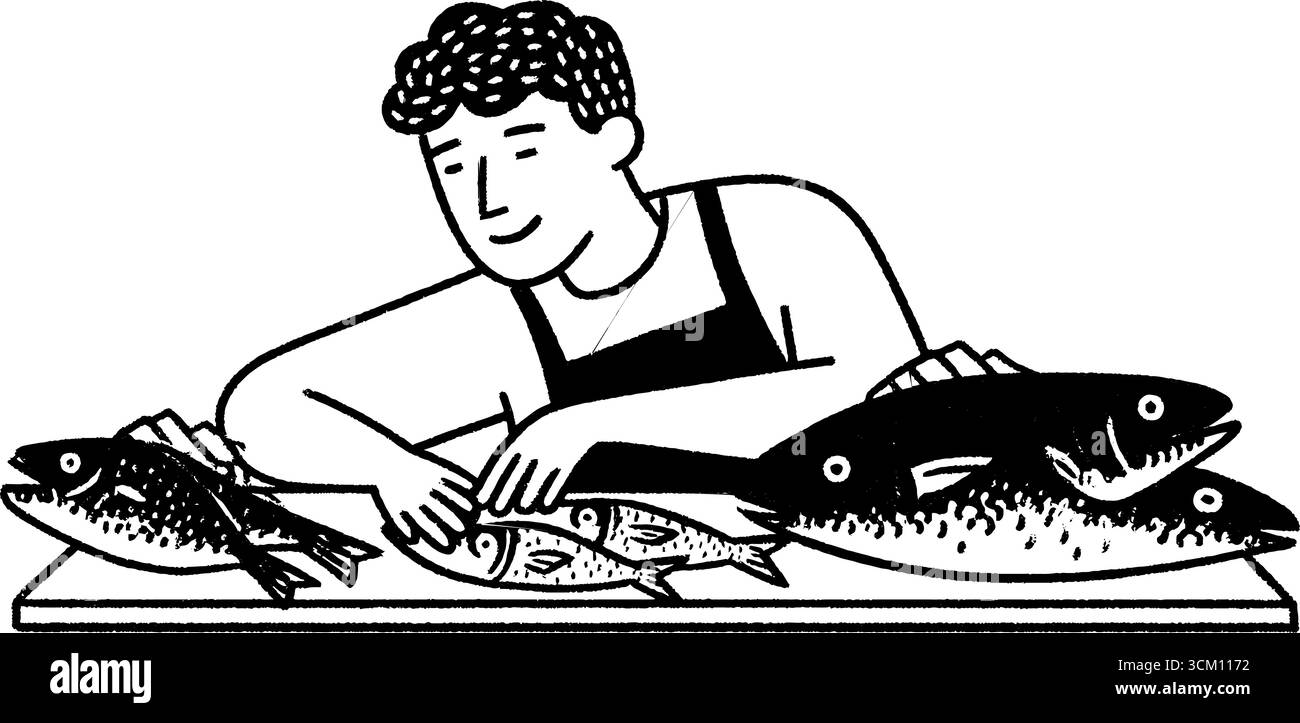 Fresh fish fish market marker Stock Vector Images - Alamy