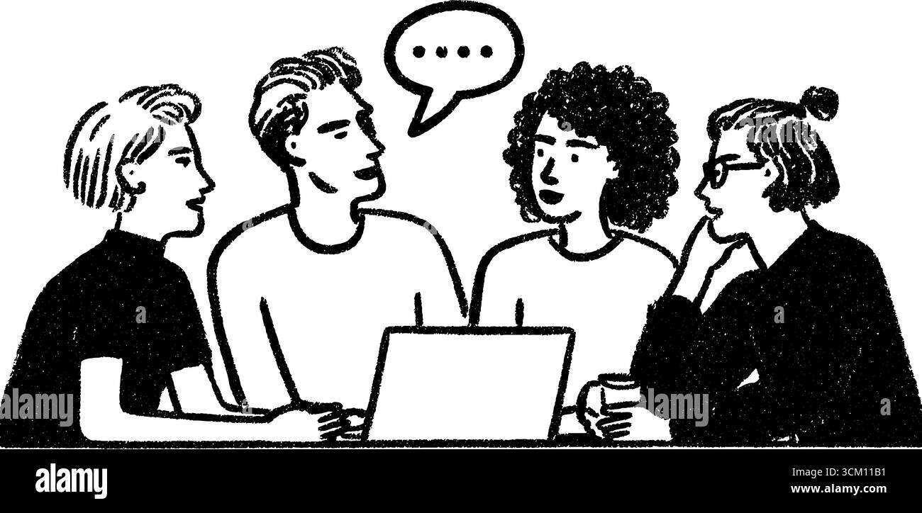 Collaborative team discussion in breakout room setting Stock Vector ...