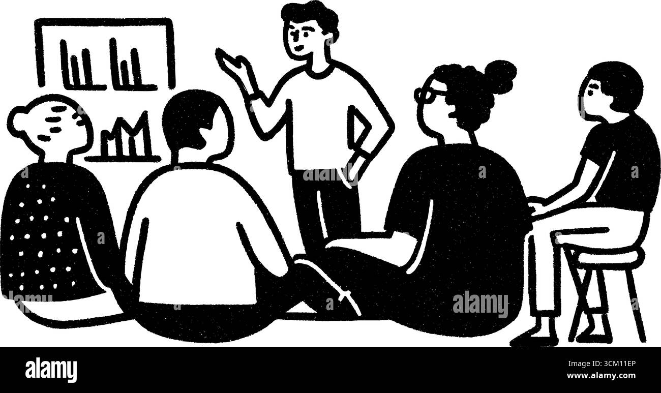 Collaborative meeting and presentation with charts Stock Vector Image ...