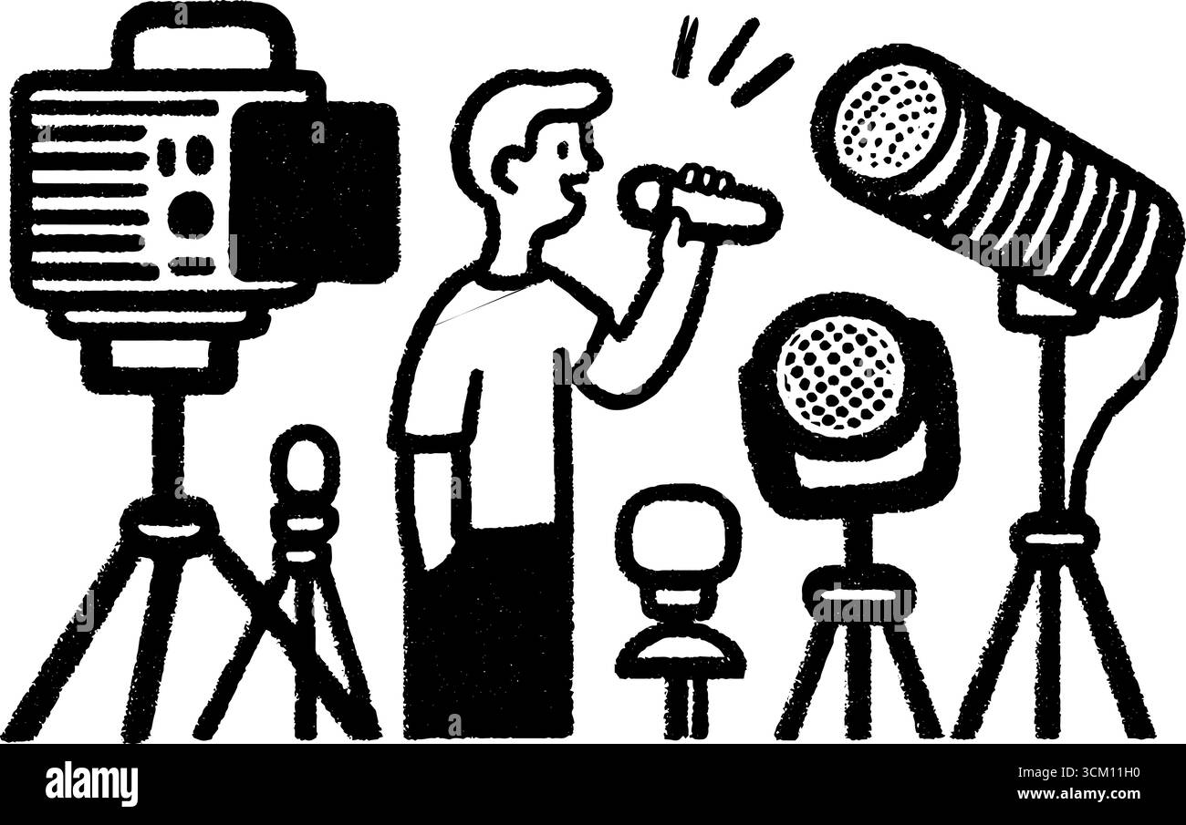 Preparing livestream setup equipment Stock Vector Images - Alamy