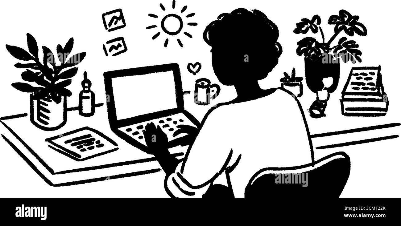 Calm workspace sketch person Cut Out Stock Images & Pictures - Alamy