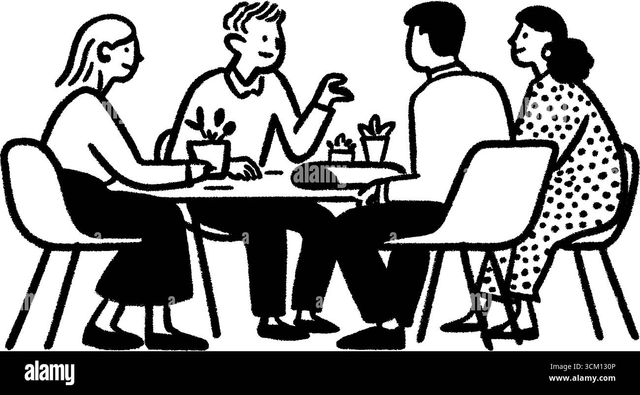 Brainstorming discussing planning teamwork Black and White Stock Photos ...