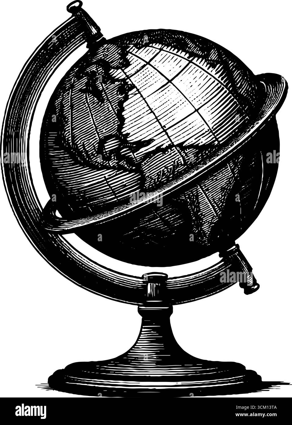 Vintage engraved illustration of antique globe for retro decorative ...