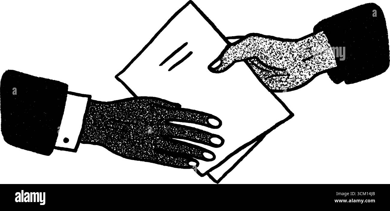 Bank employee passing document sketch for financial concept design ...