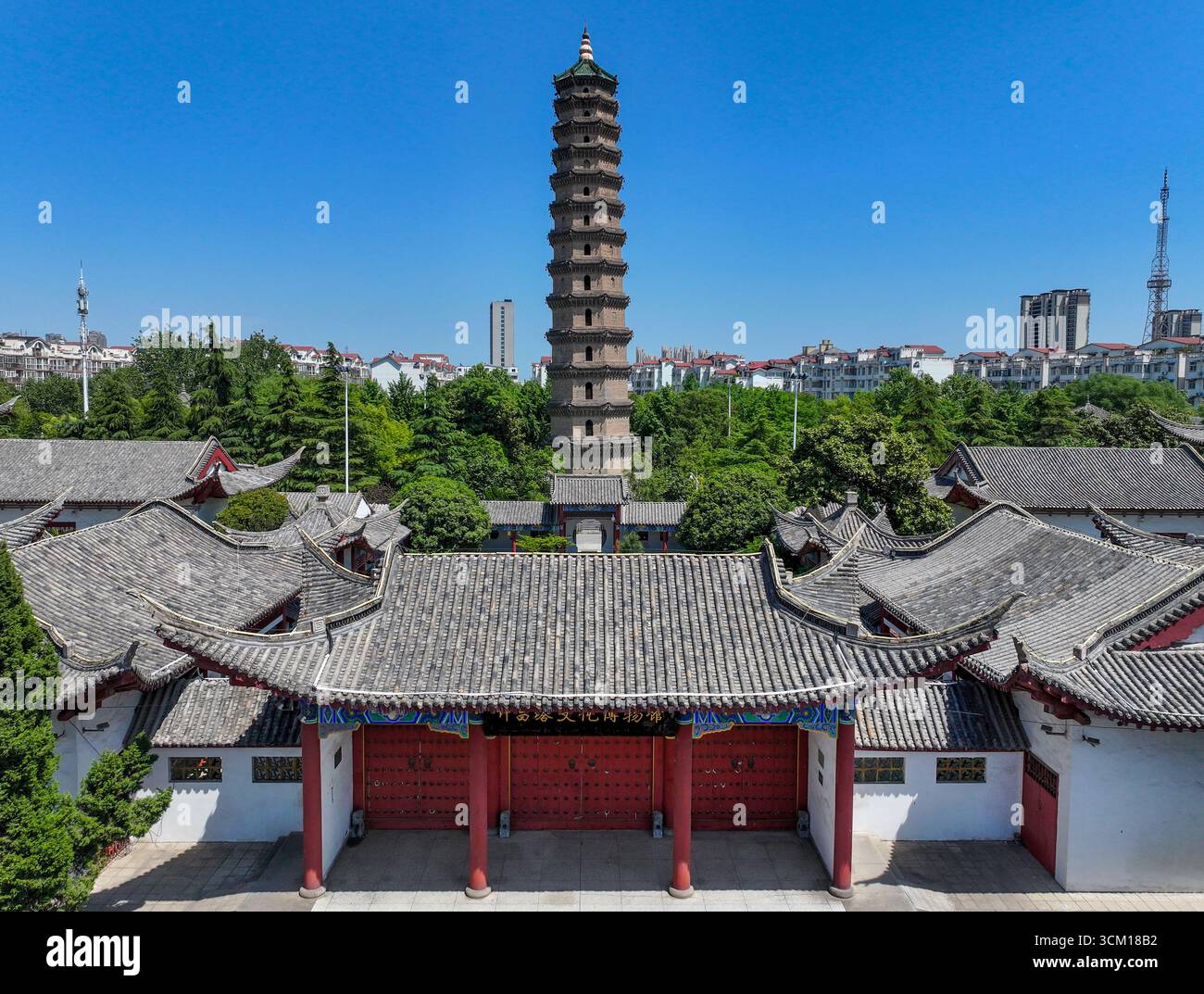 Aerial photography of Wenfeng Tower in Xuchang City, Henan Province ...