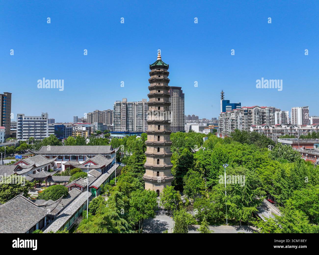 Aerial photography of Wenfeng Tower in Xuchang City, Henan Province ...