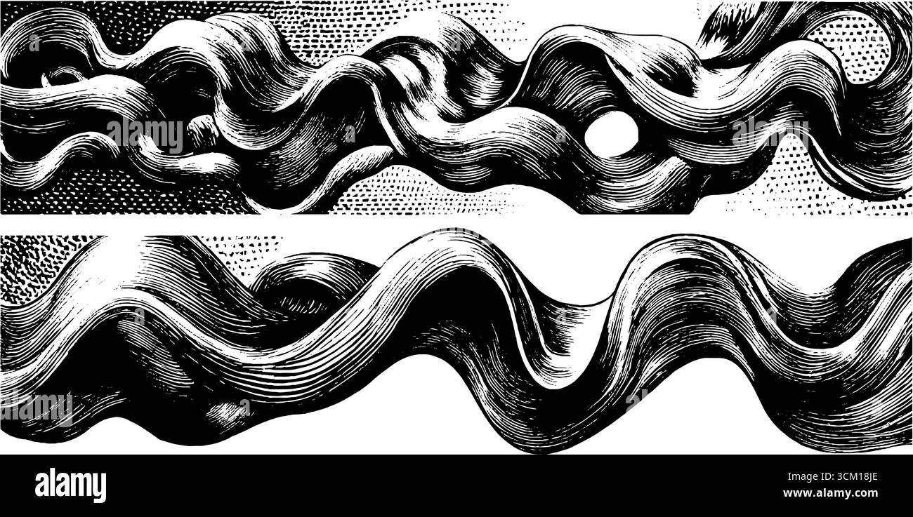 Abstract hallucination waves with repeating lines engraving design for ...
