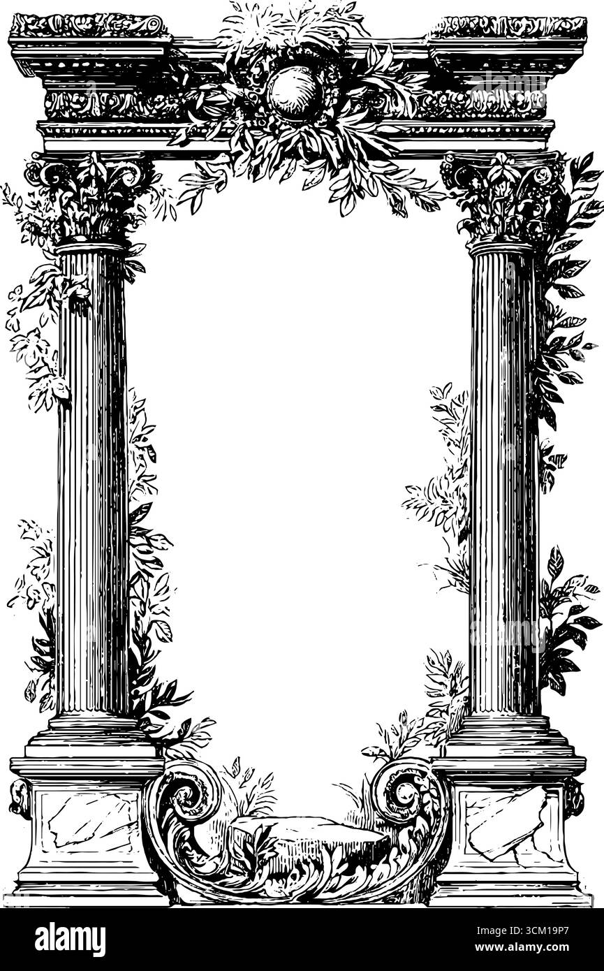 Ancient stone columns intricate Cut Out Stock Images & Pictures - Alamy