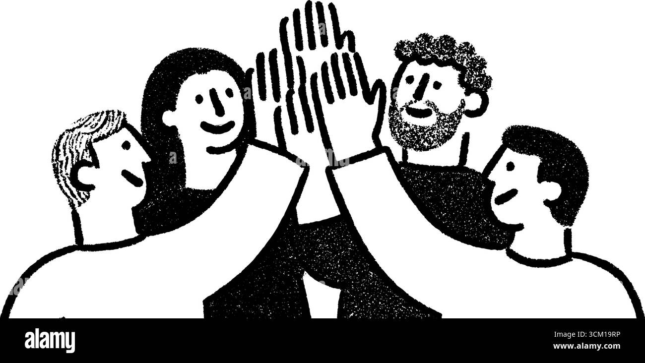 Team celebration high five motivation Stock Vector Images - Alamy