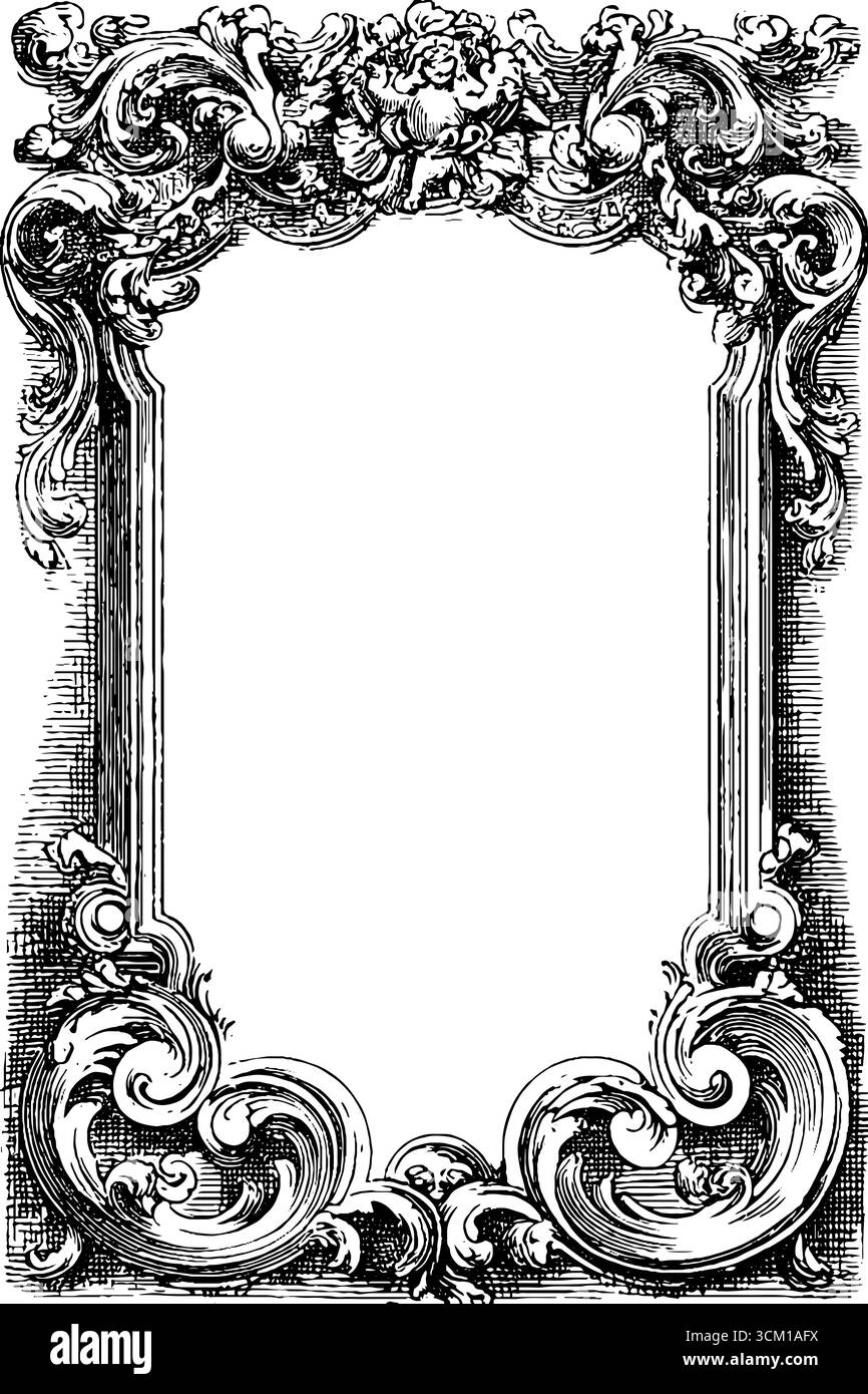 Baroque frame with cherubs and scrolls for elegant design projects Stock Vector Image & Art - Alamy