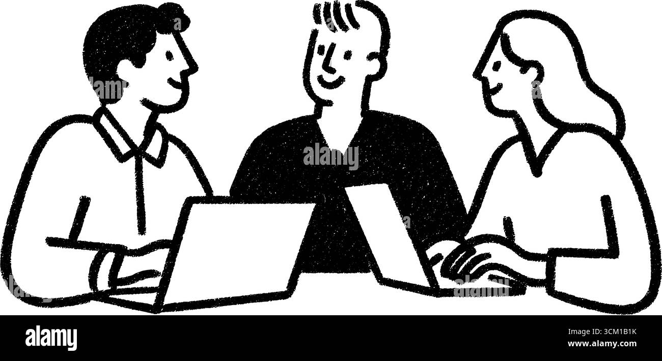 Collaborative discussion with laptops - teamwork and communication ...