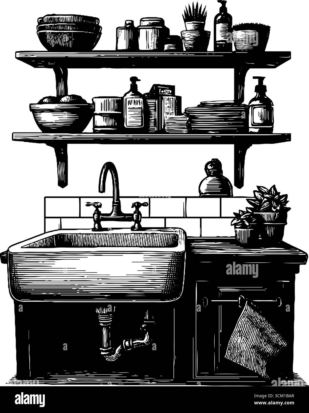 Country style kitchen Stock Vector Images - Alamy