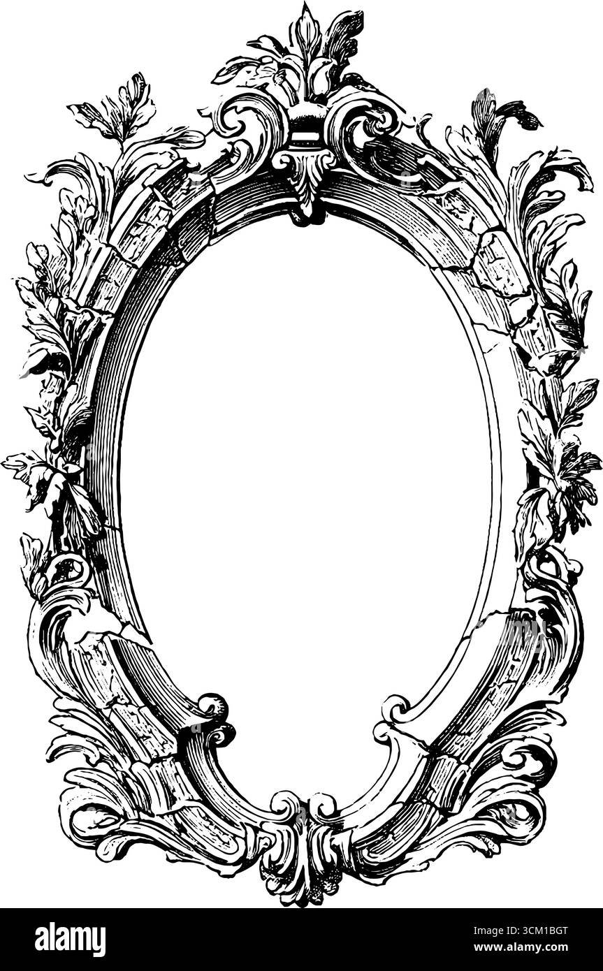 Vintage overgrown frame with cracked stone borders for decorative ...