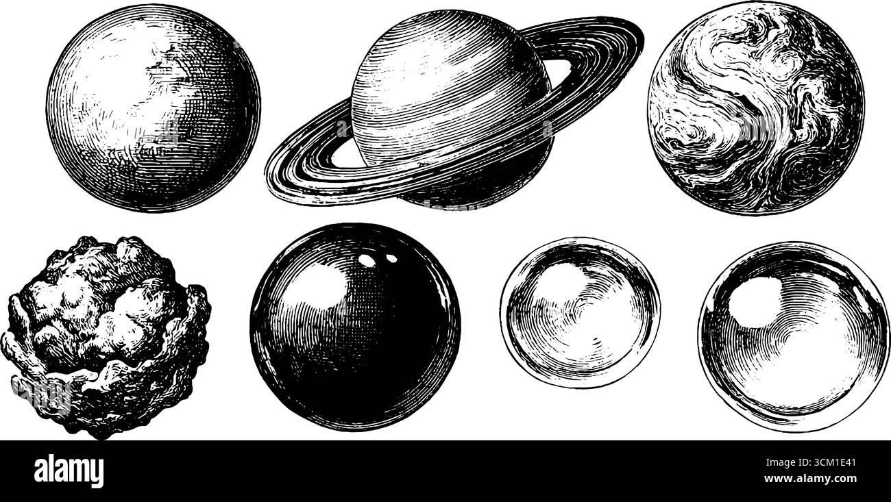 Vintage engraving of planetary and celestial spheres with retro ...