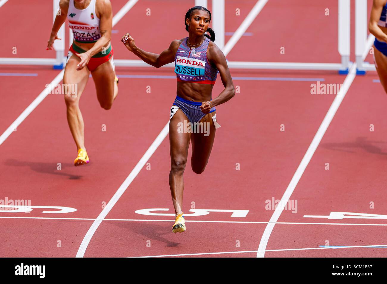 Masai Russell of United States of America competing in the Women's 100 ...