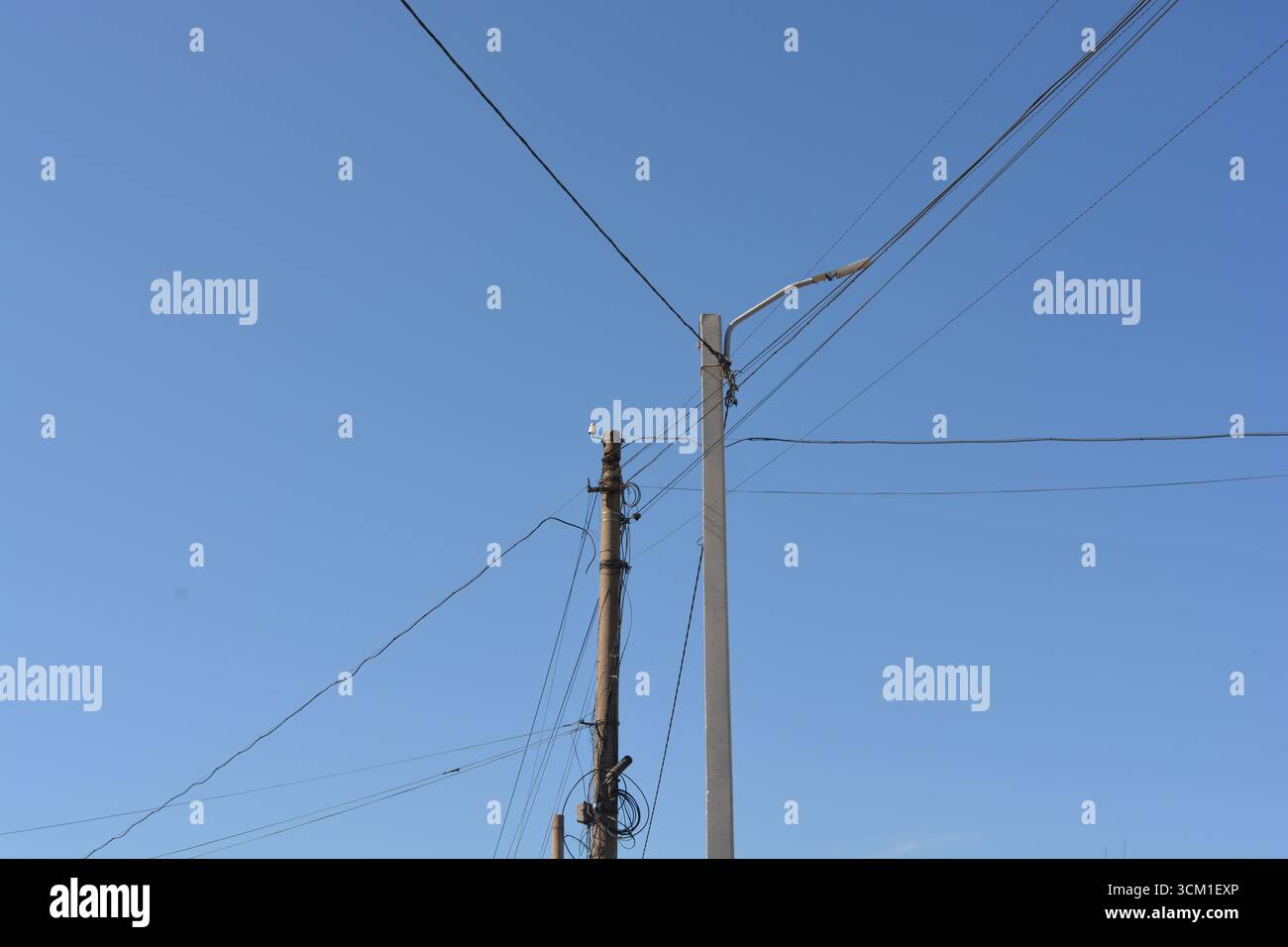 Equipment, overhead power line support with power lines, reinforced ...