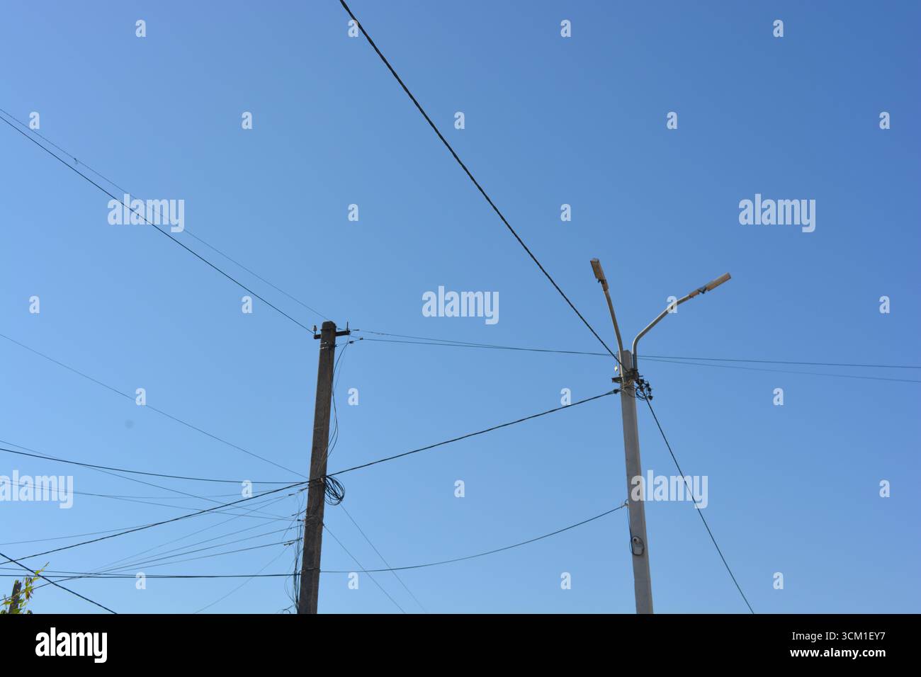 Equipment, overhead power line support with power lines, reinforced ...