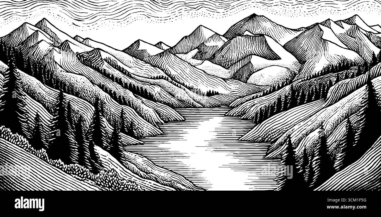 Snowy mountain peak covered Stock Vector Images - Alamy