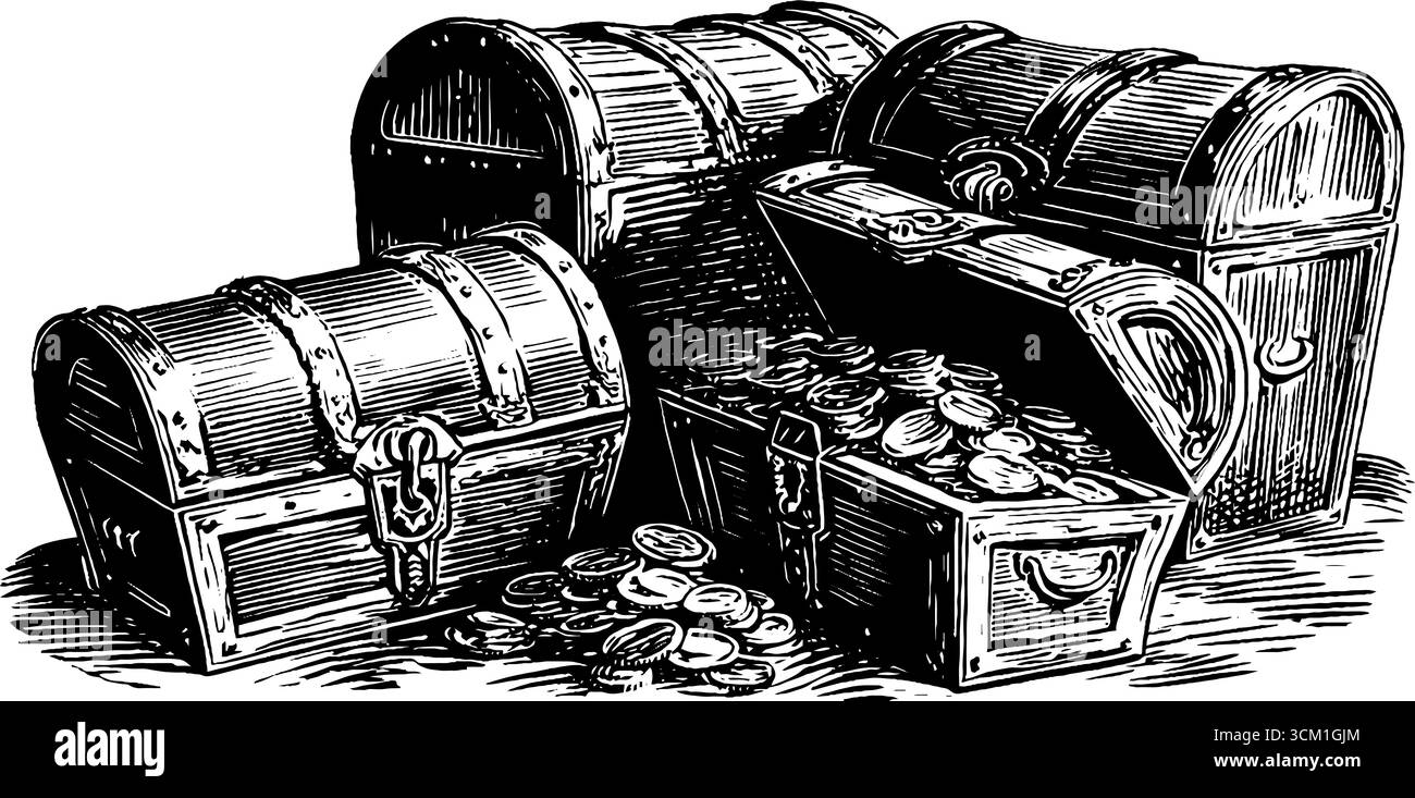 Closed chests vector Black and White Stock Photos & Images - Alamy
