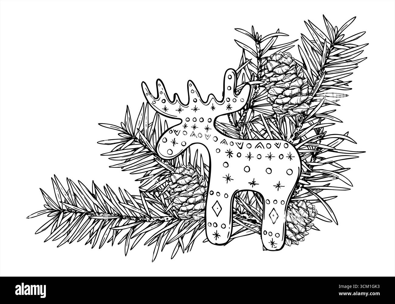 Reindeer pine branch Stock Vector Images - Alamy