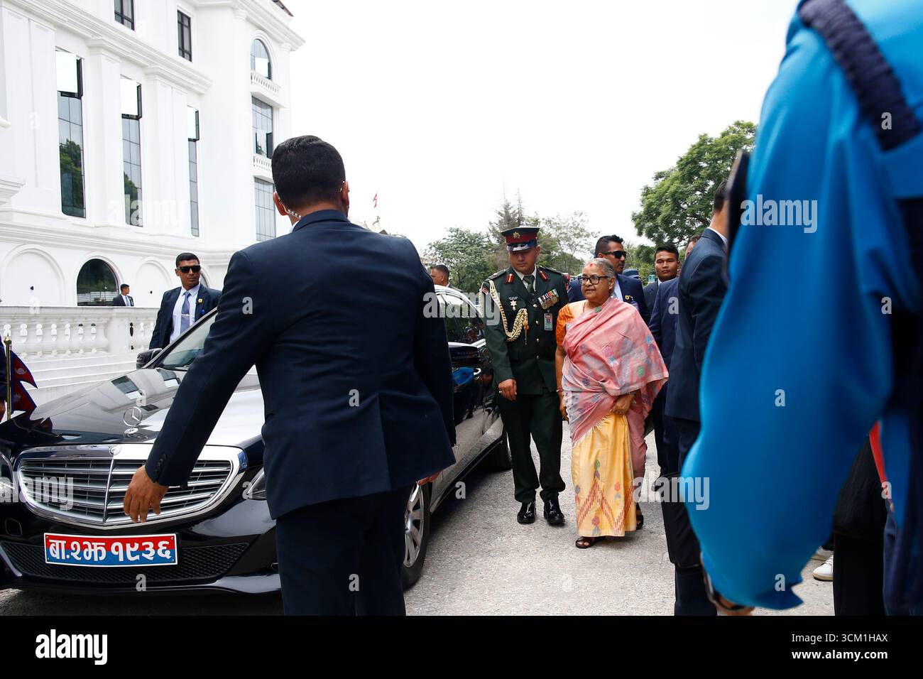 Interim Prime Minister Sushila Karki enters her office at Singha Durbar ...