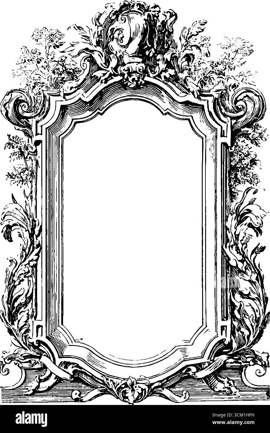 Victorian banner frame with botanical corners for vintage design Stock ...