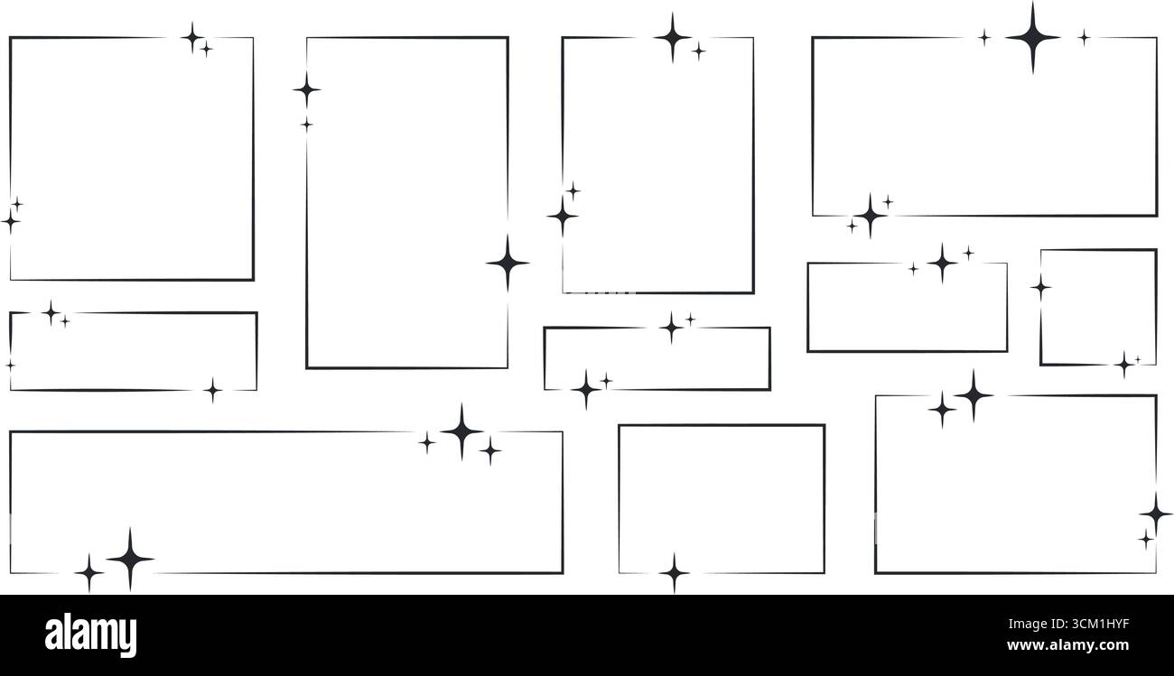 Line star sparkles set Cut Out Stock Images & Pictures - Alamy