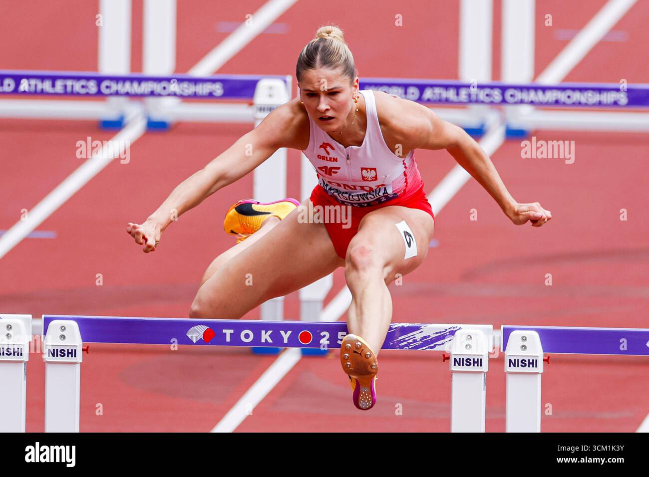 Pia Skrzyszowska of Poland competing in the Women's 100 Metres Hurdles ...